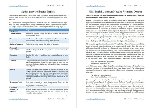 Texts and Human Experience: Sample essay and essay analysis - Rosemary ...