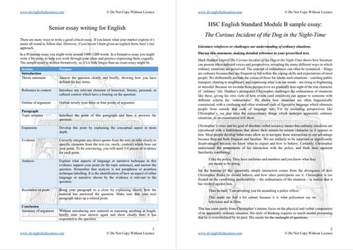 HSC Standard Module B Essay and Essay Analysis: Curious Incident of the ...