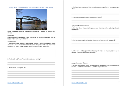 Short Story Study: Ambrose Bierce,An Occurrence at Owl Creek Bridge ...