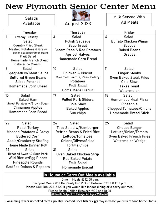 Lunch Menu | NPSeniors