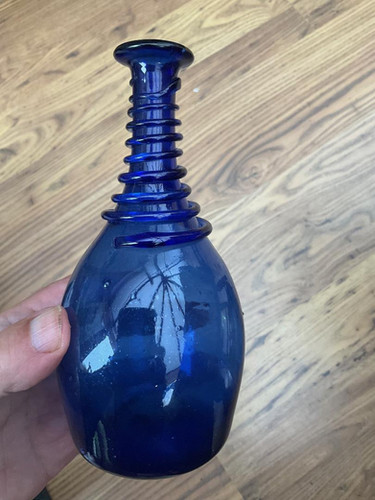 Cobalt spiral necked serving bottle | ABC Magazine