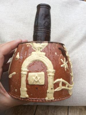 Masonic Mallet bottle redware country pottery | ABC Magazine