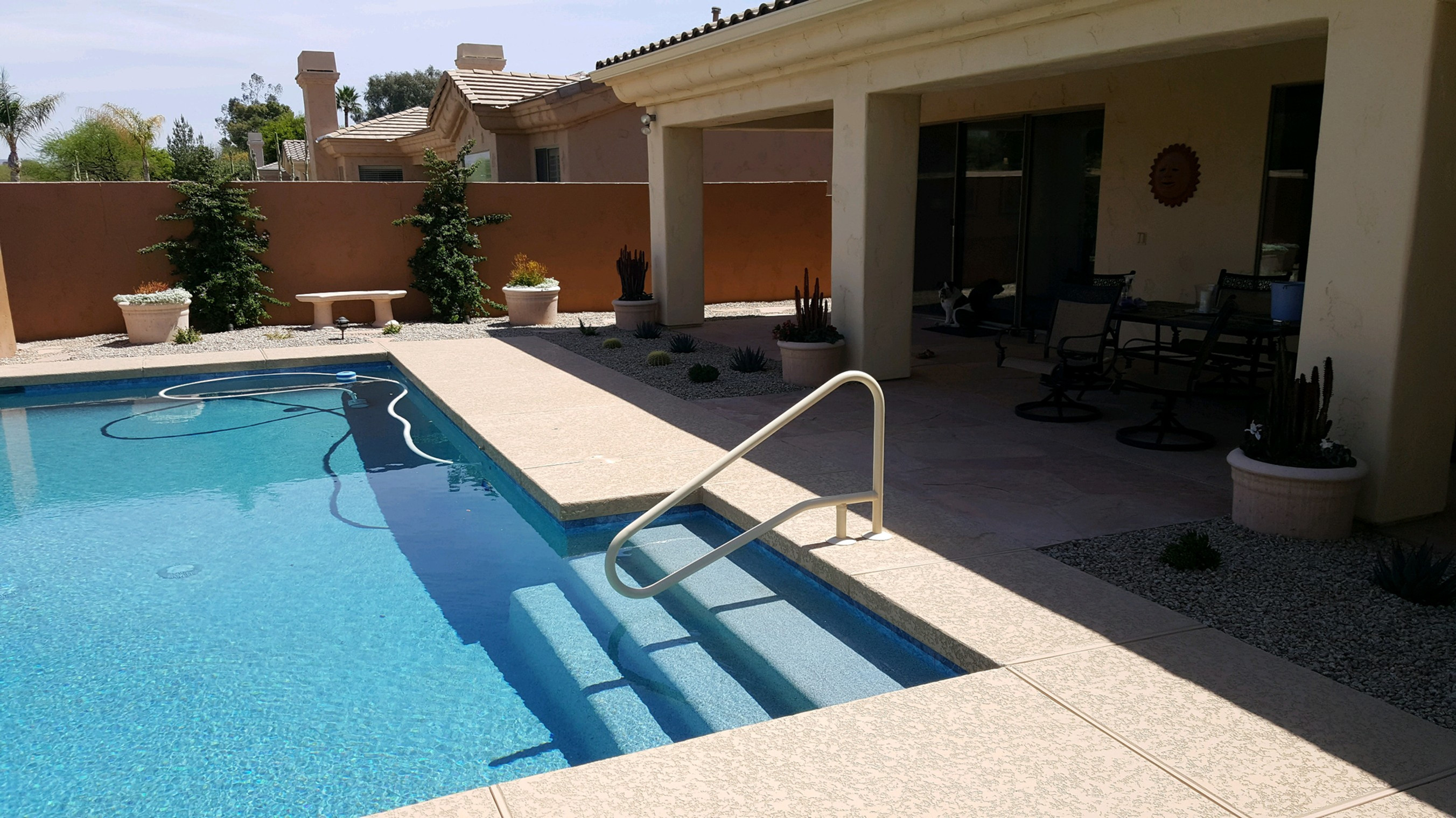 Swimming Pool Remodel in Scottsdale with New Aqua Blue Pebble Sheen ...