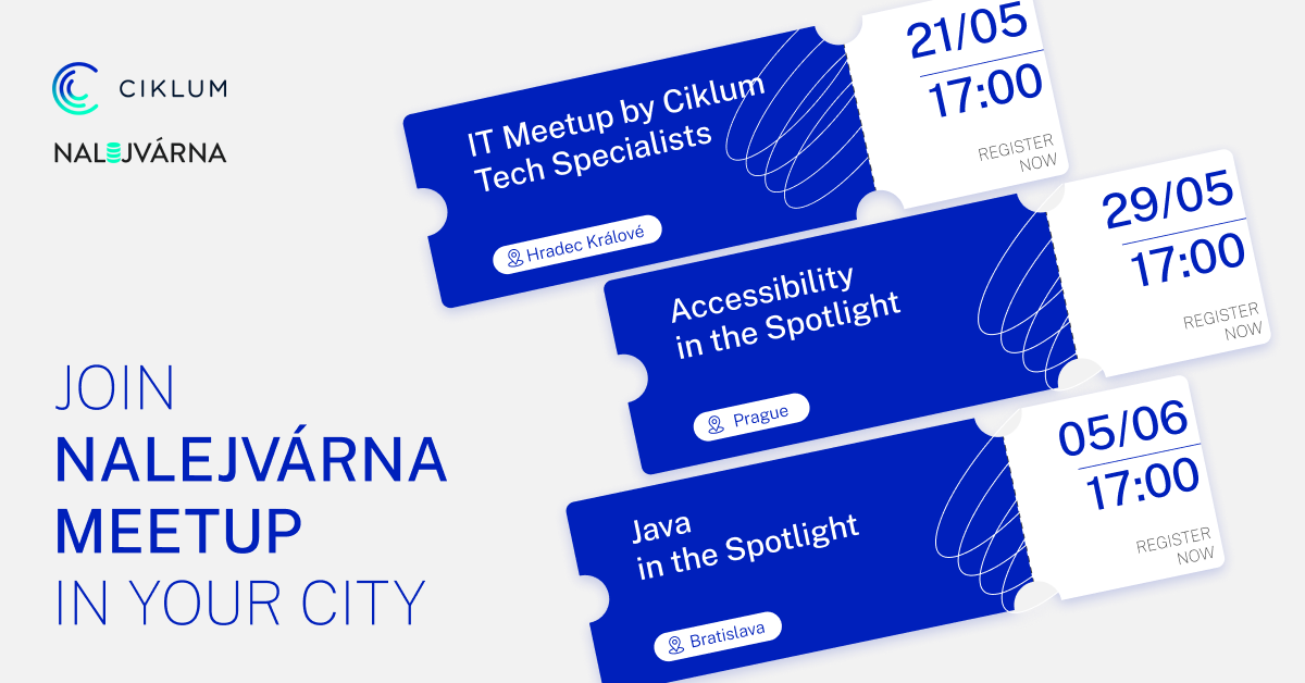 Ciklum Nalejvárna Meetups in Zlín, Hradec Králové, and Bratislava