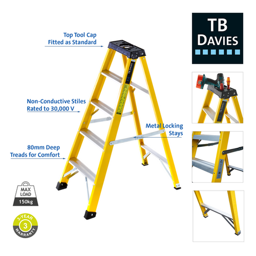 TB Davies Heavy-Duty Fibreglass Swingback Step Ladders | K D Access ...
