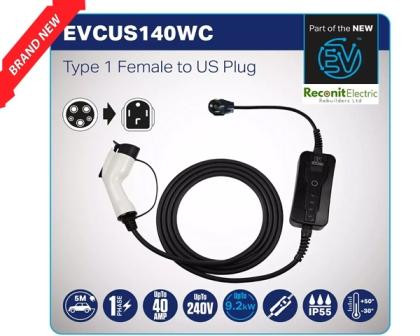 EVCUS140WC Type 1 Female to US Plug 40 Amp Electric Vehicle | Reconit ...
