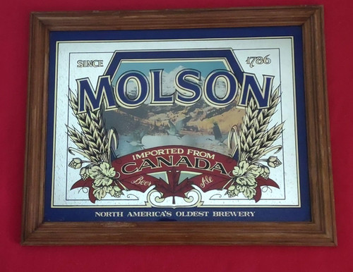 VINTAGE RARE 80S MOLSON CANADIAN BEER MIRROR BAR SIGN | Bigmex