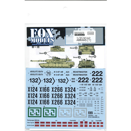 1/35 U.S.M1A2 ABRAMS DECAL SET [1] | foxmodels