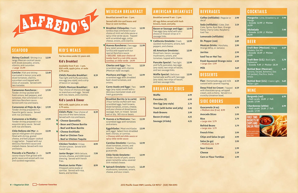 menu | alfredosrestaurant