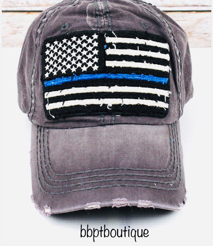 Thin Blue Line Baseball Cap | BagsBlingPrettyThing