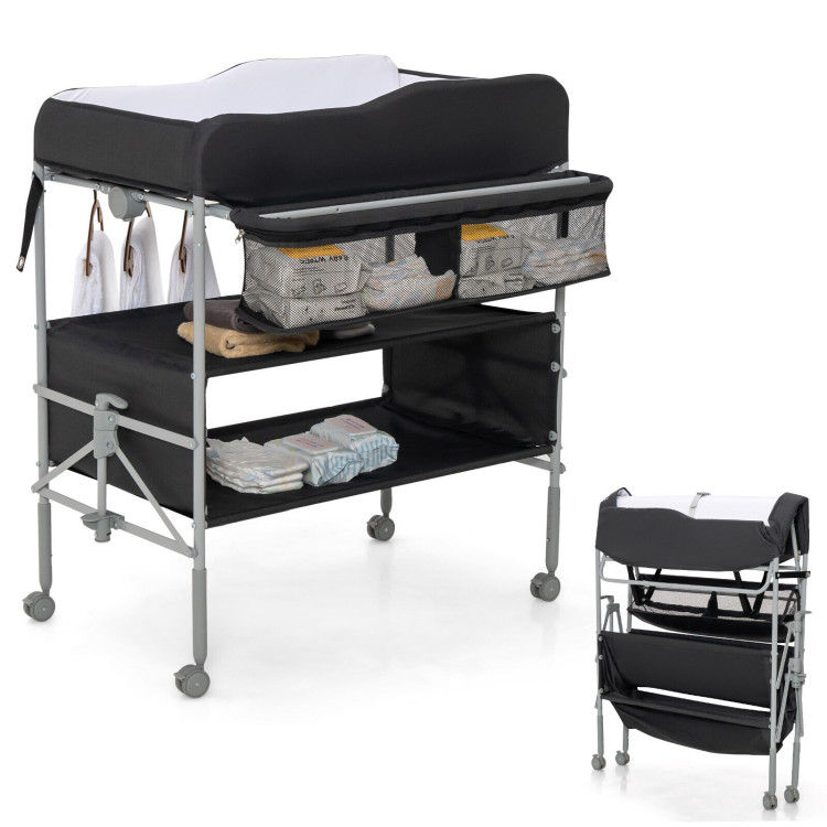 Portable Baby Changing Table with Wheels and 4-position Adjustable ...