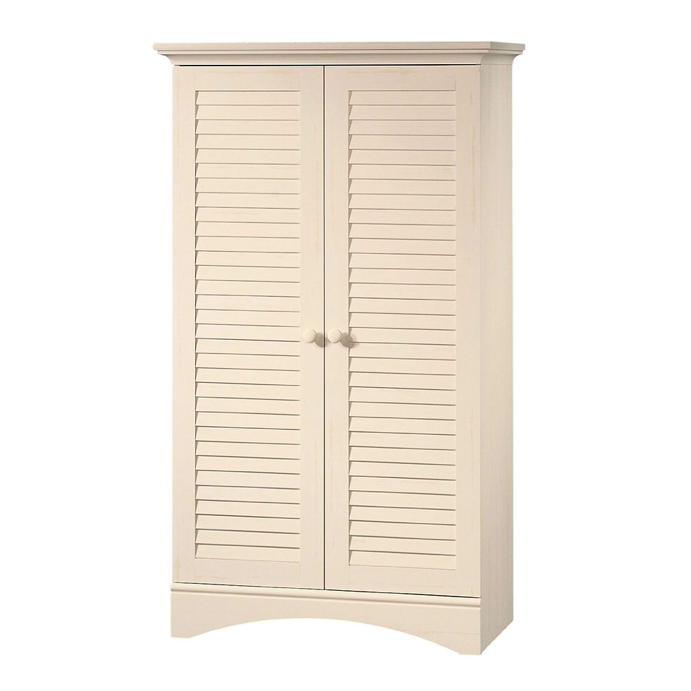 Louver 2-Door Storage Cabinet Bed Bath Armoire Wardrobe in Antique ...