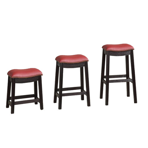 18 Inch Wooden Stool with Upholstered Cushion Seat Set of 2, Gray and ...