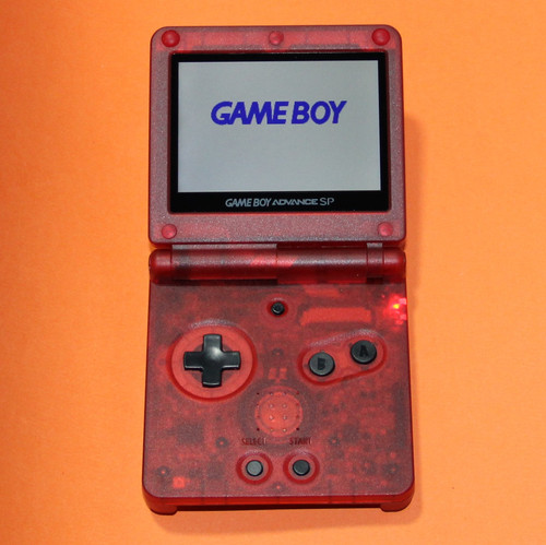 Modded GameBoy Advance SP w/ IPS Display (Clear Red) | NORTH POLE RETRO