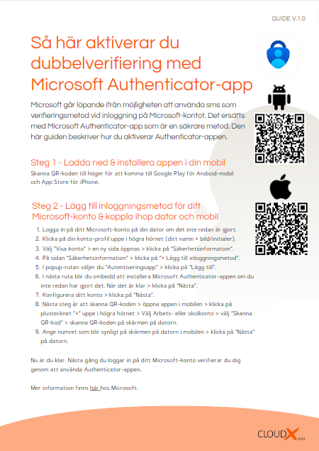 Har du problem att aktivera dubbelverifiering med MS Authenticator-app?