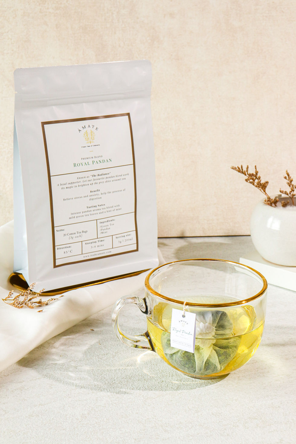 Premium Artisan Tea Blend in Cotton Tea Bag | Tea by ÁMATE