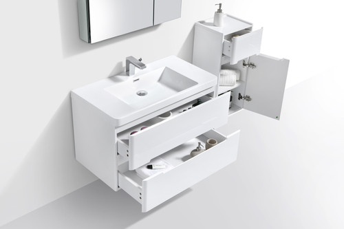 VENICE 900mm - Dble DRAW & BASIN - White Basin, White Gloss - full ...