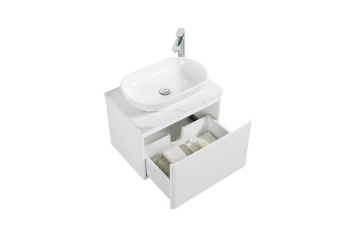 SANTORINI 600mm - SINGLE DRAW & TOP & BASIN - White Basin - White ...