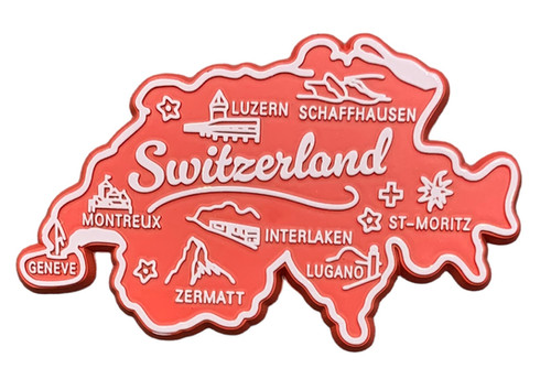 Swiss Map Magnet - Red | Swiss Tradition