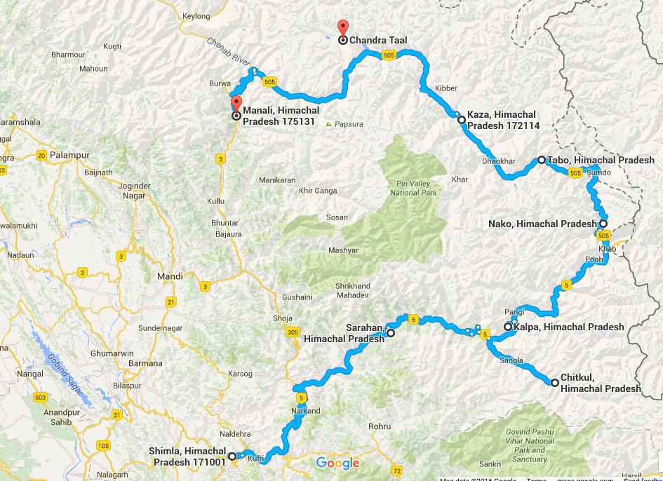 Kinnaur-Spiti Loop (Himalayas): Full itineraty