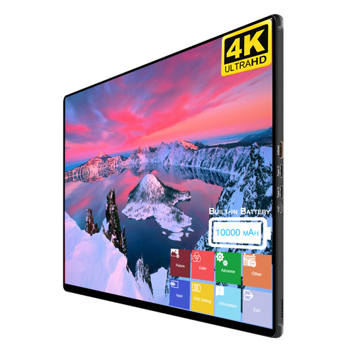 15.6 Inch Portable 4k Monitor Touch Screen Built-In Battery Portable ...