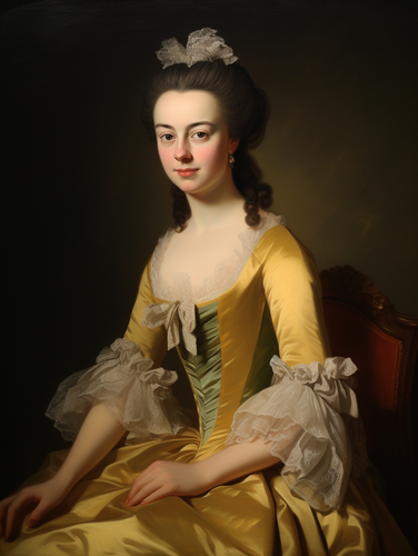 Pick a Portrait 1770's woman in yellow dress | The Primitive Home