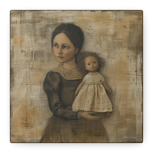 Primitive Girl with Doll Matte Canvas, Stretched, 1.25" | The Primitive ...