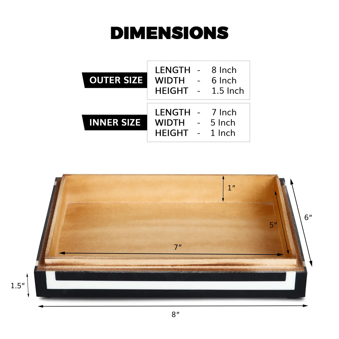 Handcrafted Black and White Decorative Box, 8x6 | Chateau Charmant