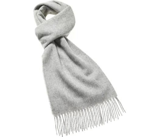 Luxury Plain Silver Merino Lambswool Scarf | Chateau Charmant