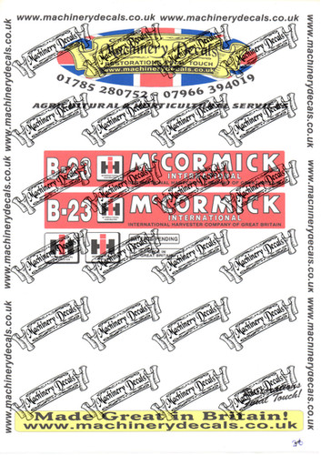 McCORMICK INTERNATIONAL B23 MOWER DECALS | Machinery Decals