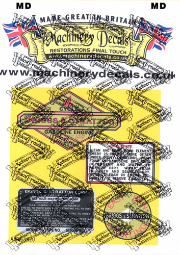 BRIGGS & STRATTON EARLY 4 CYCLE (STROKE) ENGINE DECALS | Machinery Decals