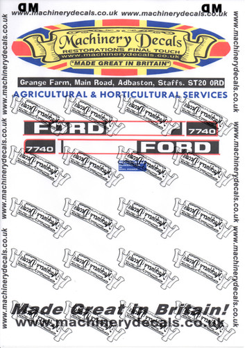 FORD 7740 DECALS BONNET | Machinery Decals