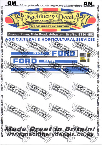 FORD 8100 DECALS BONNET | Machinery Decals