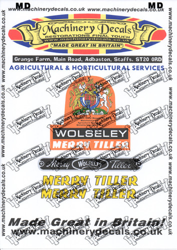 MERRY TILLER/WOLSELEY DECALS | Machinery Decals