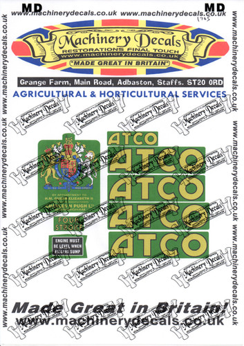 ATCO 1765 MOWER DECALS | Machinery Decals