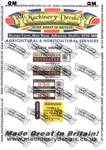 HOWARD 300 and/or 350 decals (early) | Machinery Decals