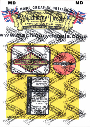 BRIGGS & STRATTON EARLY 5 hp ENGINE DECALS | Machinery Decals