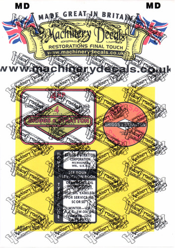 BRIGGS & STRATTON EARLY 4 hp ENGINE DECALS | Machinery Decals