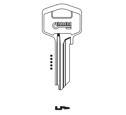 Tesa TS7R Errebi Cylinder Key Blank (SILCA TE2 / HD TE4 / JMA TE-8I) | THM