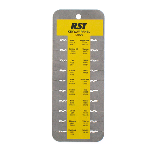 RST TA006 Cylinder Keyway Panel | Key Identification Tools - THM