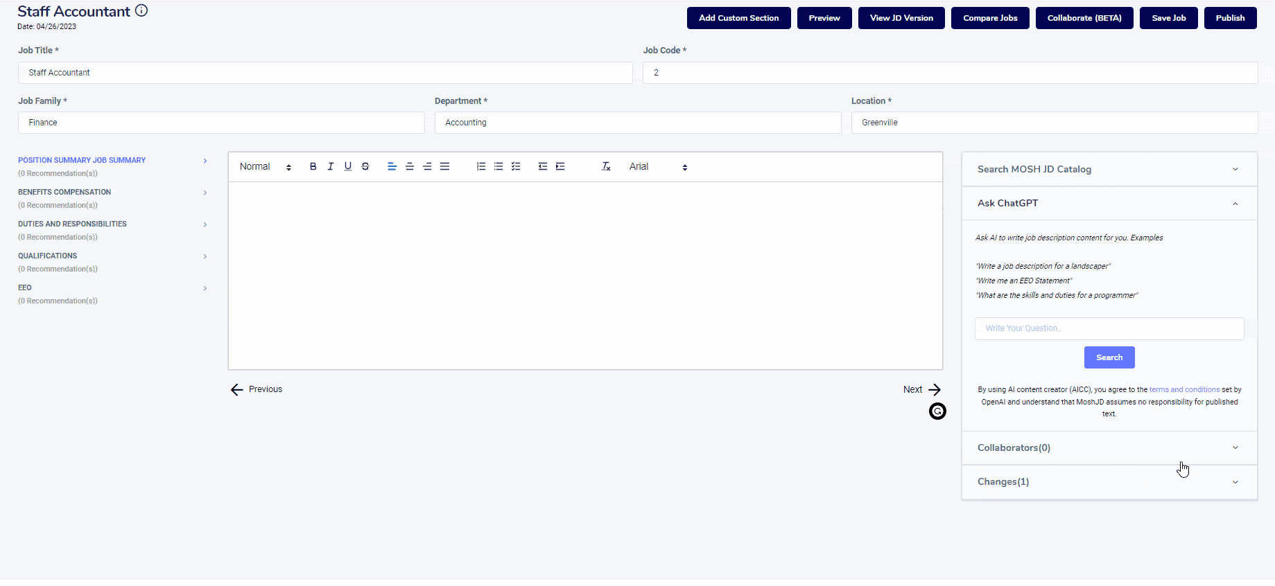 Job Description Management Software | MOSH JD