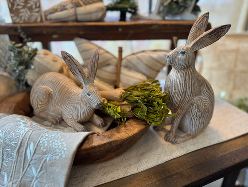Set of 2 Resin Wood Grain Finish Bunnies | Artisan Home