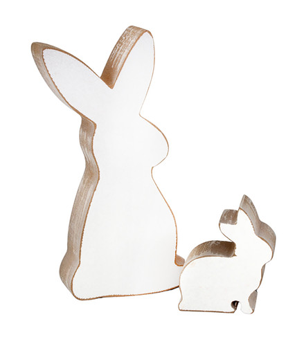 Set of 2 White Wood Bunny Cutouts | Artisan Home
