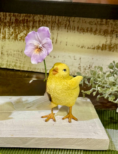 Resin Chick W/Pansy | Artisan Home