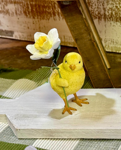 Resin Chick W/Daffodil | Artisan Home