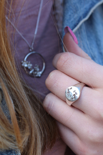 Silver Flower Wreath Signet Ring | bjewellery