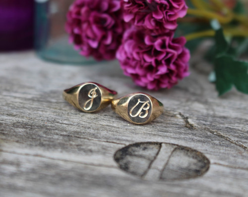 Letter Script Signet Ring | bjewellery