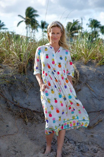 Frannie Midi Dress | Pineapples | Multi | Snappy Turtle