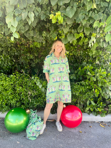 *SALE* Delray Dress | Twin Elephants | Green | Snappy Turtle