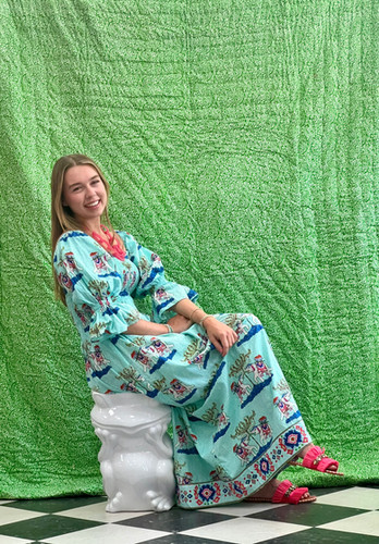 *SALE* Penelope Dress | Twin Elephants | Aqua | Snappy Turtle